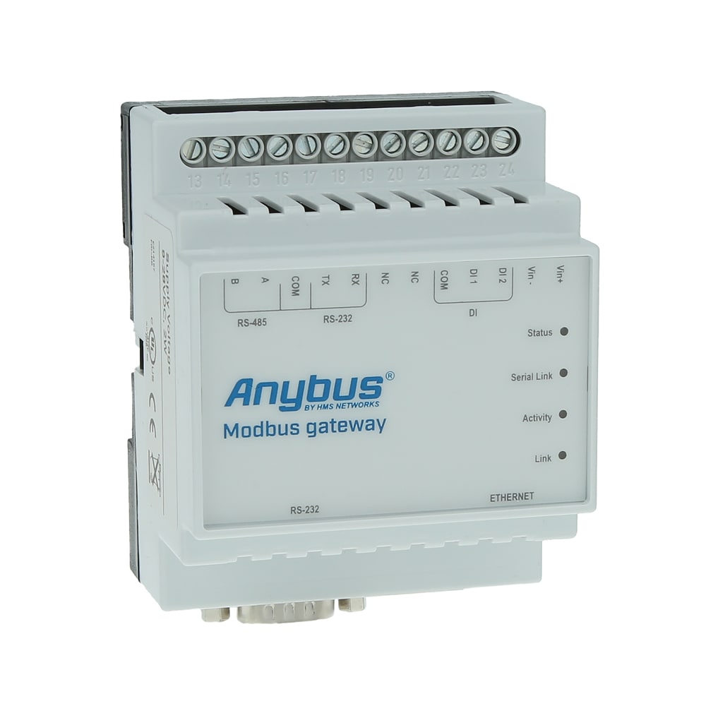 HMS Industrial Networks - AB7702-B - Protocol Converter, Modbus TCP to RTU, 4 Port, RJ45 DB-9 ...