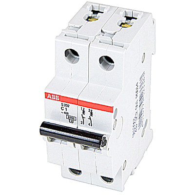 ABB S202-C1 Circuit Breaker; 2-Pole; C Curve; 1A; 6kA; 480Y/277VAC; Handle; Screw Terminals