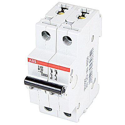 ABB S202-D32 Circuit Breaker; 2-Pole; D Curve; 32A; 6kA; 480Y/277VAC; Handle; Screw Terminals