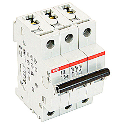 ABB S203-D10 Circuit Breaker; 3-Pole; D Curve; 10A; 6kA; 480Y/277VAC; Handle; Screw Terminals