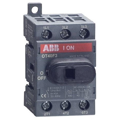 ABB OT40F3/B50 Non-Fused Disconnect switch 40A 3 Poles 600VAC, DIN Rail / Panel Mount , UL98