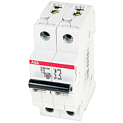ABB S201-C2NA Miniature Circuit Breaker, 1P+N C 2A 480Y/277 SUPP