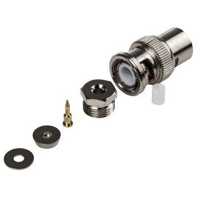 RS PRO 5463800 Straight Cable Mount BNC Connector 50 Ohm Clamp Term. Nickel RG174