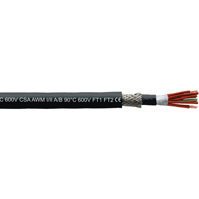 SAB 7852007 Multiconductor Cable,7C,20AWG,33x34,BC,PVC ins,Braid,Black ...