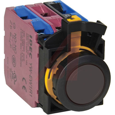 IDEC Corporation CW1B-M1E03B Pushbutton; CW Series; Plastic Bezel; Flush; 3NC, Mom; Black