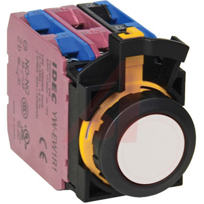 IDEC Corporation CW4B-A1E11Y Pushbutton, CW Series, Metal Bezel, Flush, 1NO-1NC, Main, Yellow