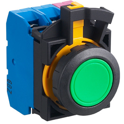 IDEC Corporation CW1B-A2E20G Pushbutton; CW Series; Metal Bezel; Extended; 2NO, Main; Green