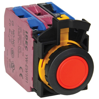 IDEC Corporation CW1B-A2E20G Pushbutton; CW Series; Metal Bezel; Extended; 2NO, Main; Green