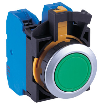 IDEC Corporation CW4B-A2E10G Pushbutton, CW Series, Metal Bezel, Extended, 1NO, Main, Green