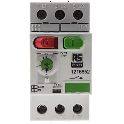 RS PRO 1216850 Motor Protection Switch 3 Pole 1.6-2.5A 690VAC Screw DIN Rail MS32-2.5