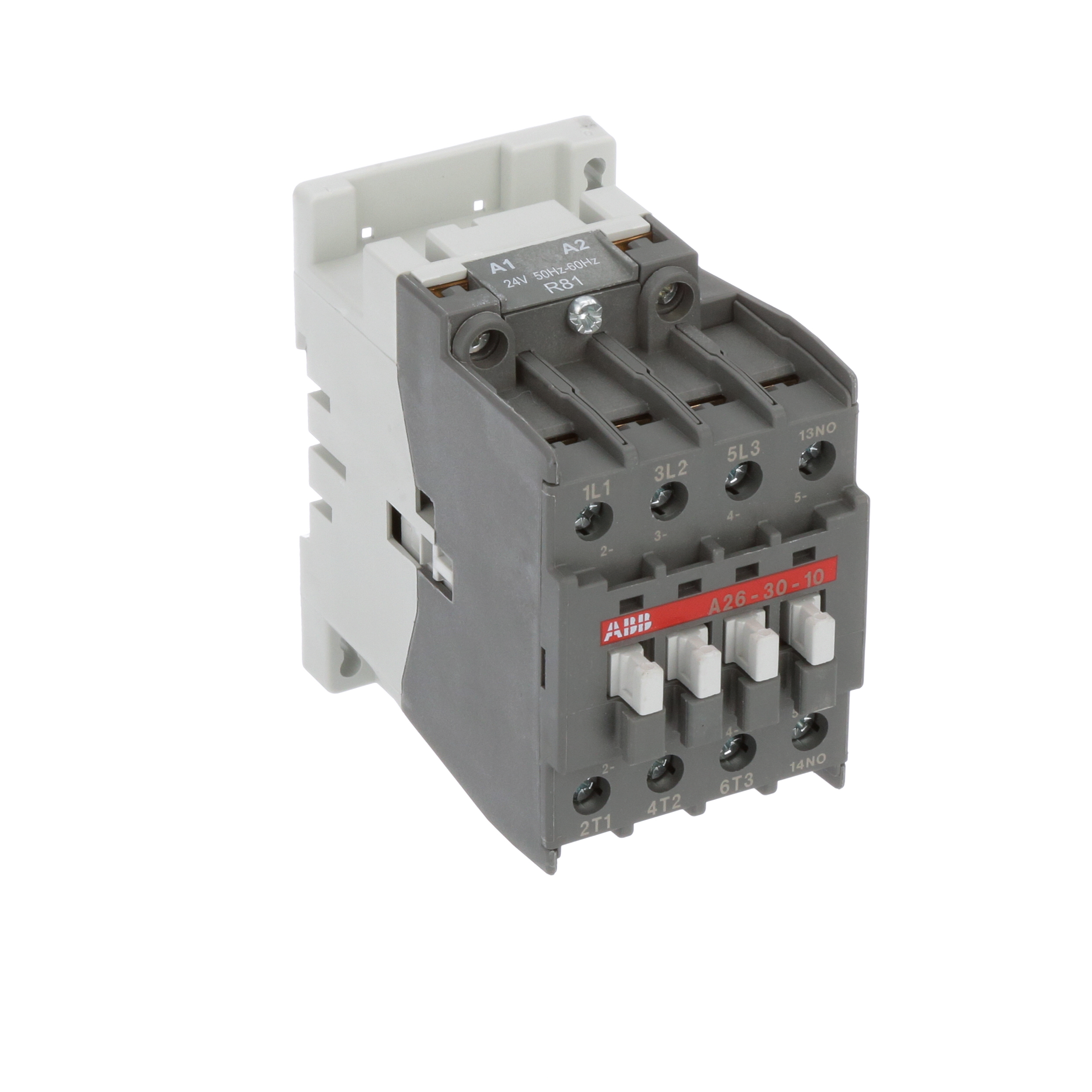 ABB A26-30-10-81 Contactor,NEMA,3 Pole,28A,24VAC@60Hz,24VAC@50Hz Coil,DIN Rail/Panel Mount