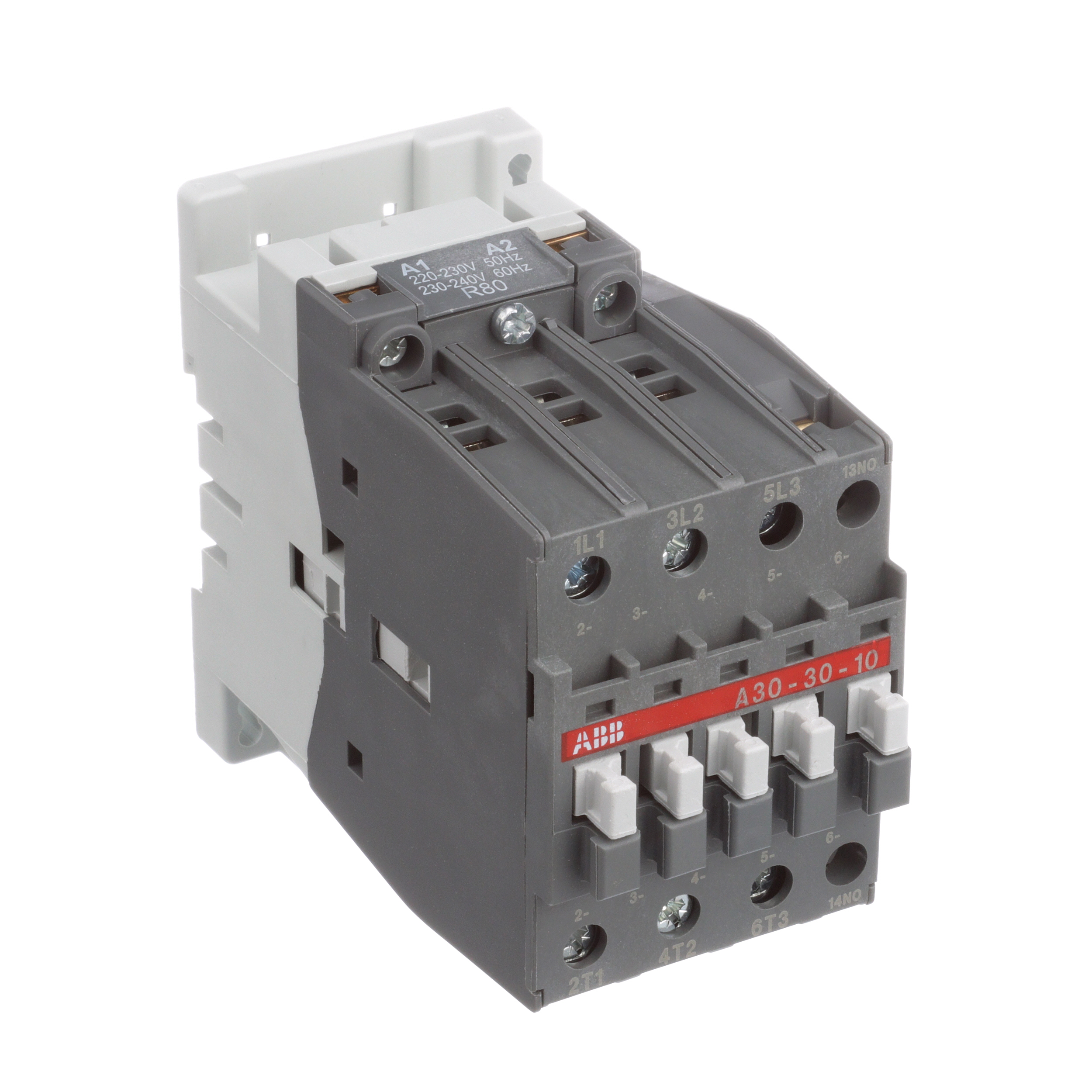 ABB A30-30-10-80 Contactor,NEMA,3 Pole,34A,230-240VAC@60Hz,220-230VAC@50Hz Coil,DIN/Panel Mount