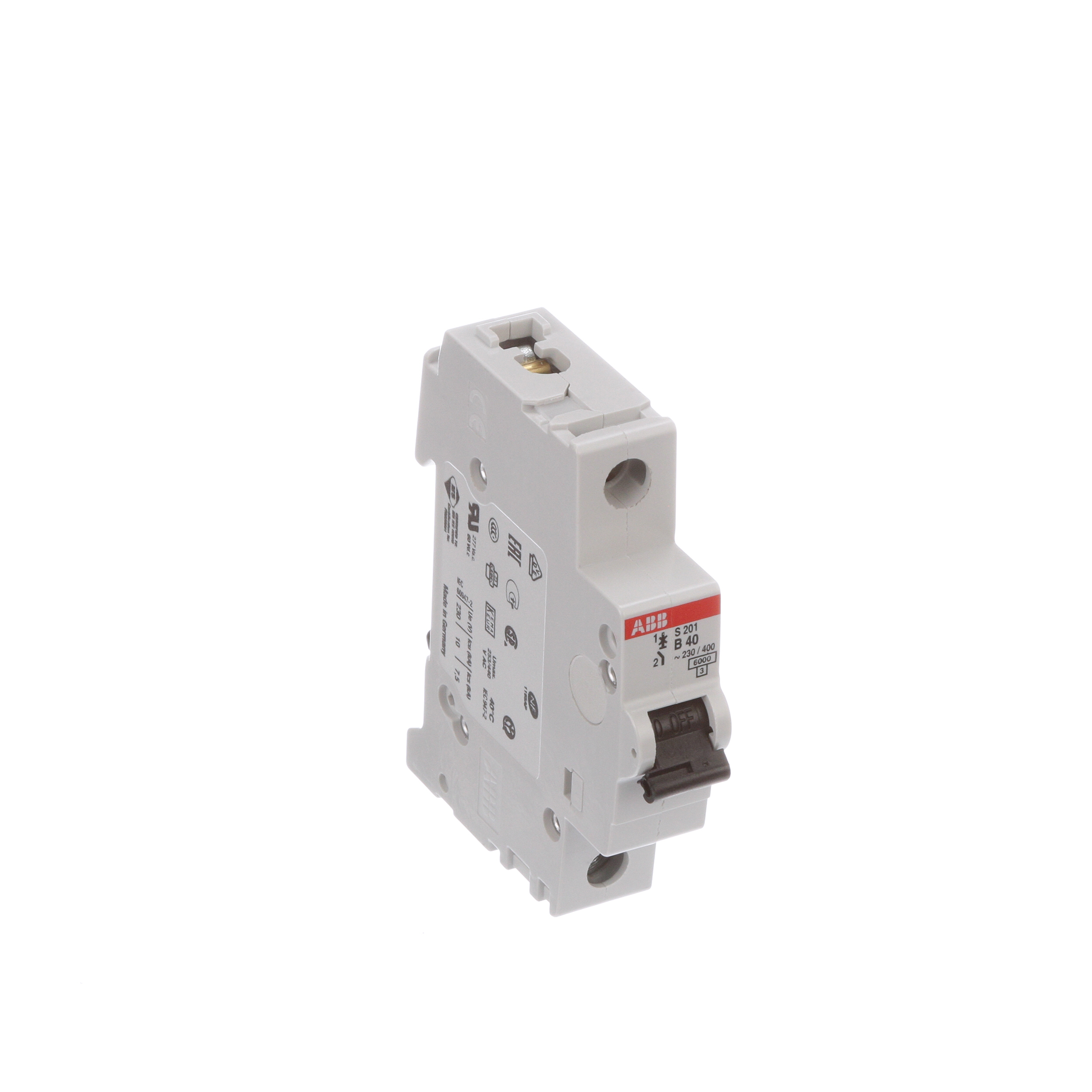 ABB S201-B40 Circuit Breaker; 1-P; B Curve; 40A; 6kA; 480Y/277VAC; Handle; Screw Terminals