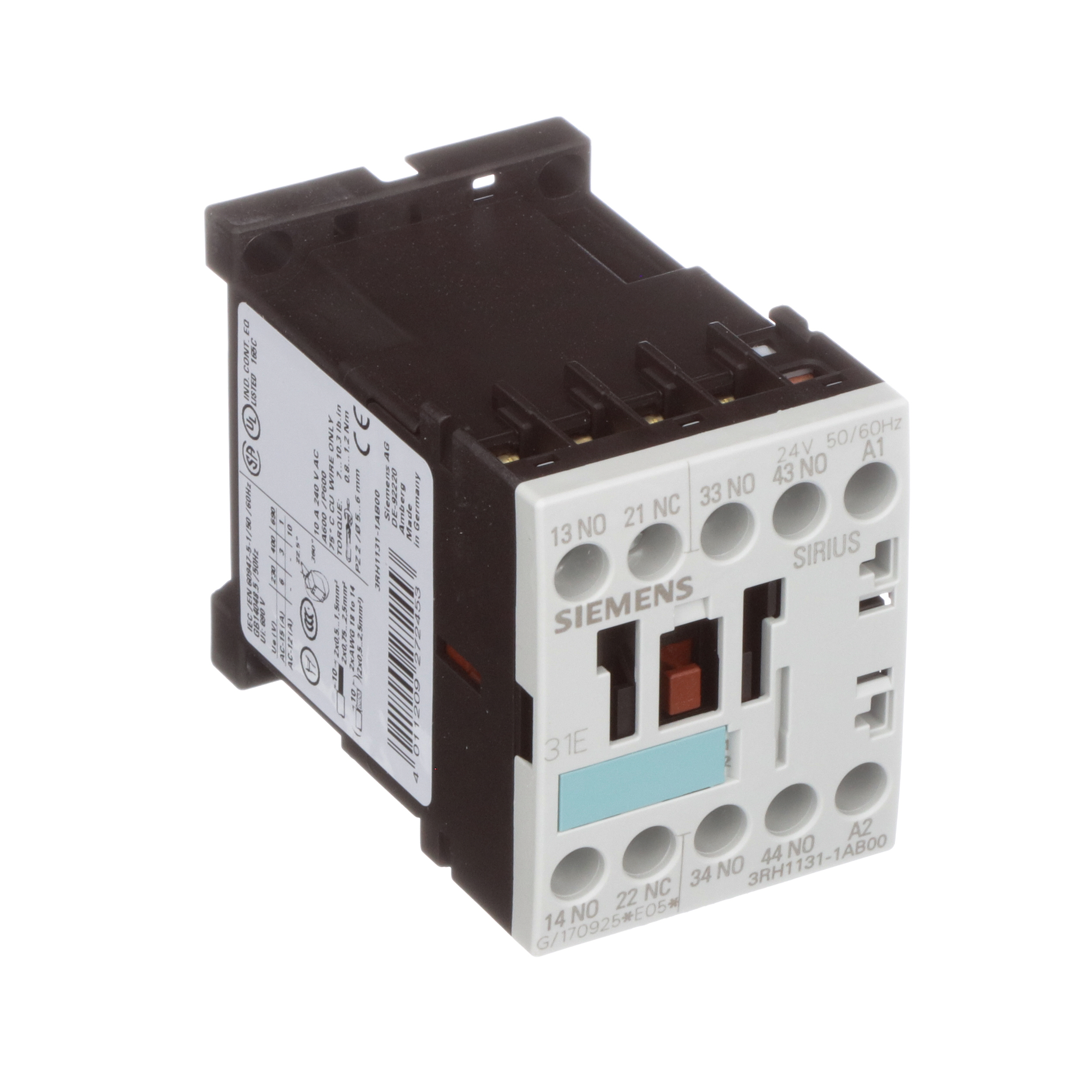 Siemens 3RH11311AB00 Contactor Relay,3NO+1NC,24V,50Hz,S00