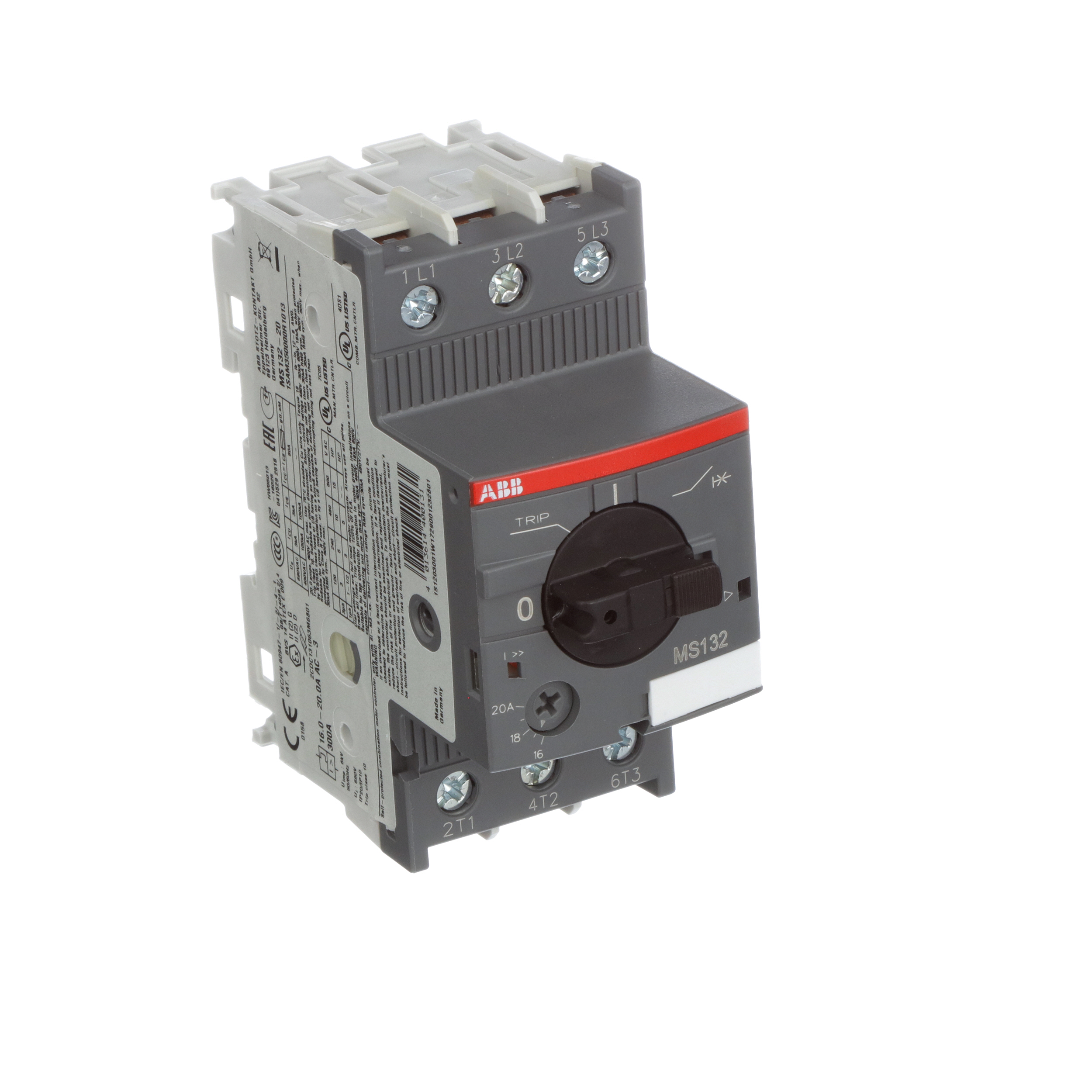 ABB MS132-6.3 Manual Motor Starter, 4-6.3A, 690V, Thermal/Magnetic, MS132 Series