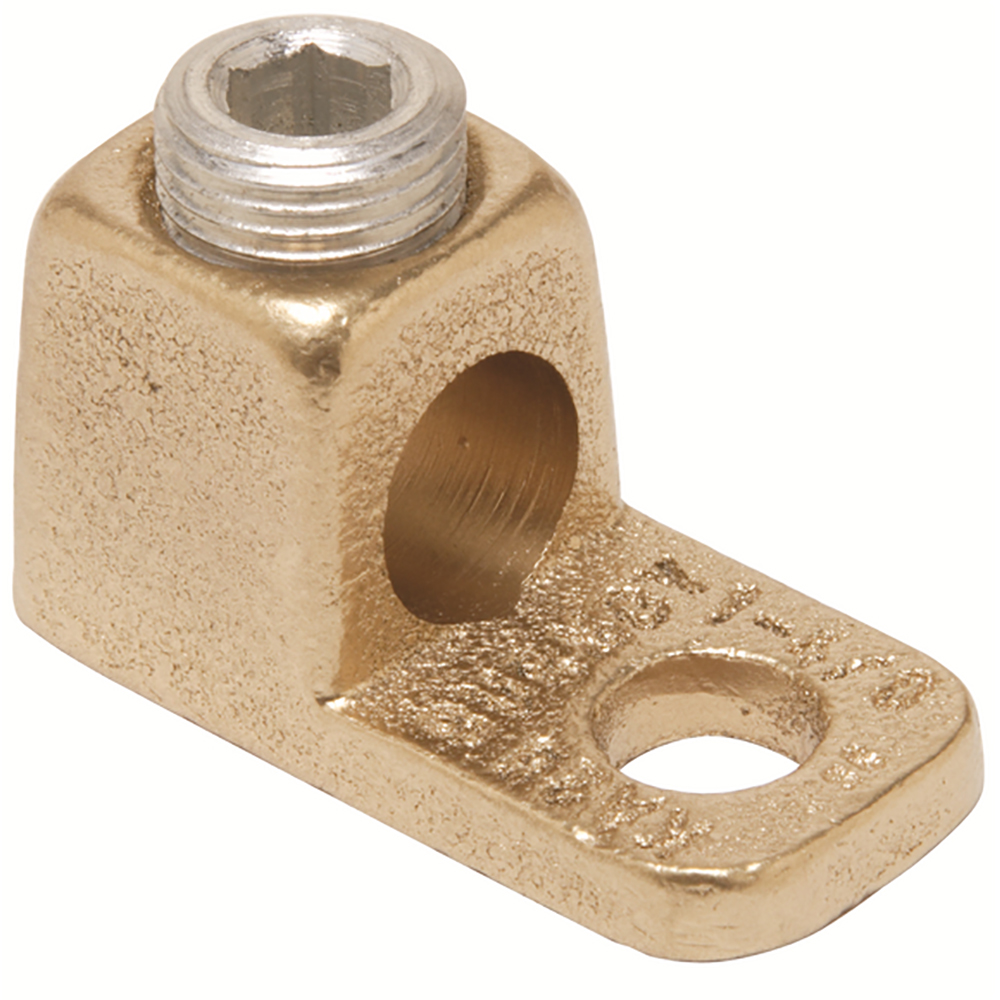 BURNDY KA25 Copper terminal, 1 hole, 4-1/0 AWG, 3/8" stud, 1 screw, KA Series