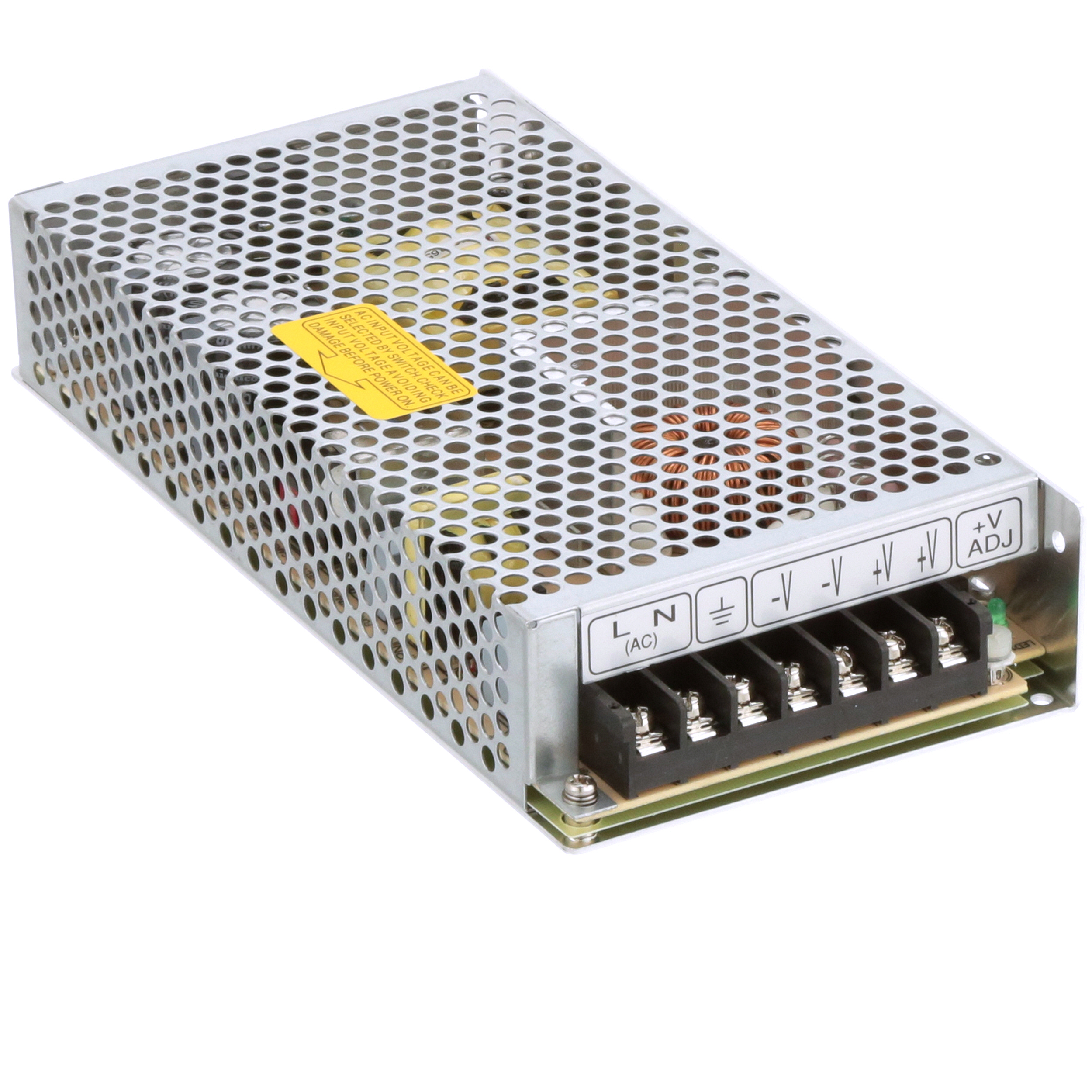 MEAN WELL RS-150-15 Power Supply,AC-DC,15V,10A,88-132/176-264V In,Enclosed,Panel Mnt,150W,RS Series