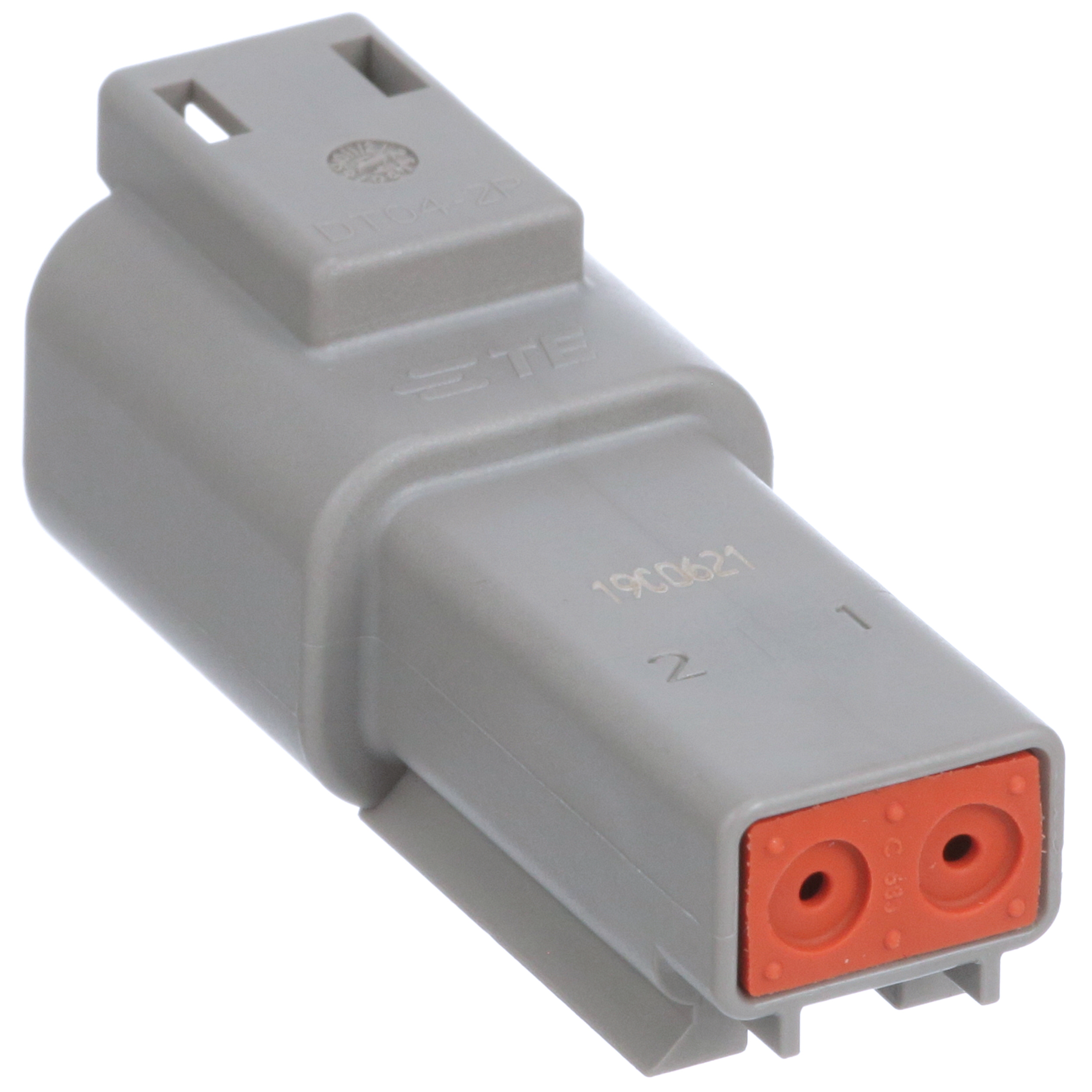 TE Connectivity DT04-2P Rectangular Connector Housing, Gray, Size 16, 13 A, 2 Pin Male Plug, DT ...