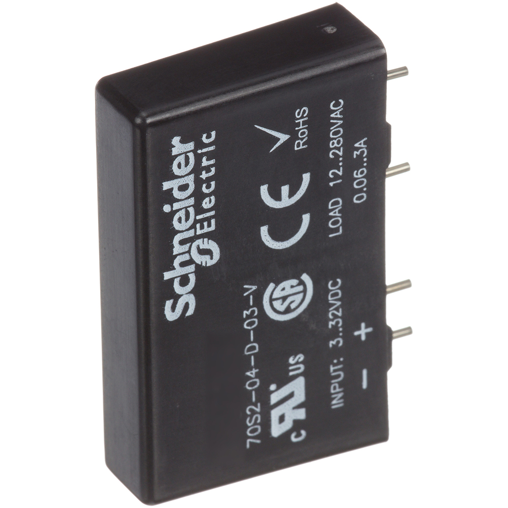 Schneider Electric 70S2-04-B-03-V Relay, SSR, Zero-Switching, SPST-NO, 3A, Ctrl-V 3-32DC, Vol ...