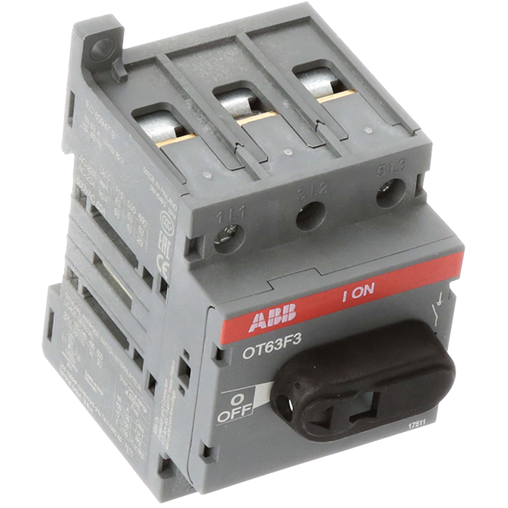 ABB OT125F3 Non-Fused Disconnect switch 125A 3 Poles 600VAC, DIN Rail / Panel Mount , UL508