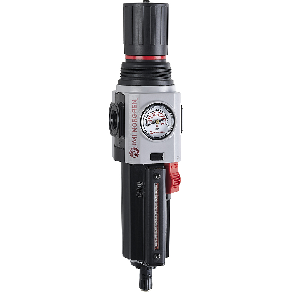 Norgren B84G-3AK-AP3-RMG Filter-Regulator, 3/8" PTF, 5-145 PSI, Knob, Auto, 40um, Poly, B84G Series