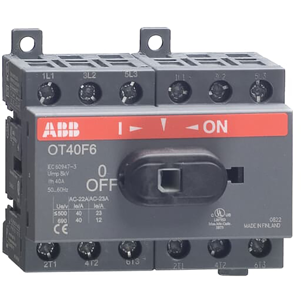 ABB OT63F3 Non-Fused Disconnect switch 60A 3 Poles 600VAC, DIN Rail / Panel Mount, UL508