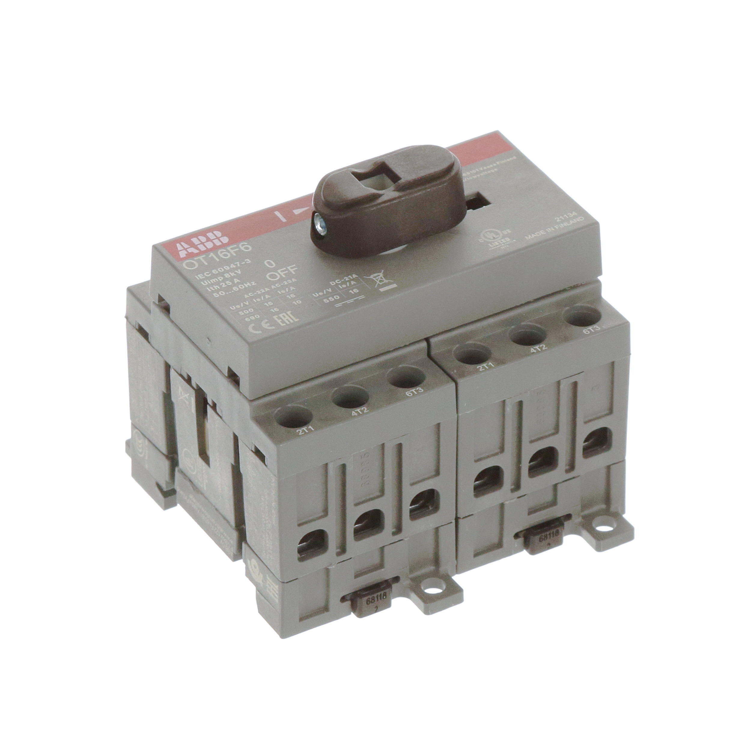 ABB OT25F3 Non-Fused Disconnect switch 30A 3 Poles 600VAC, DIN Rail / Panel Mount, UL508