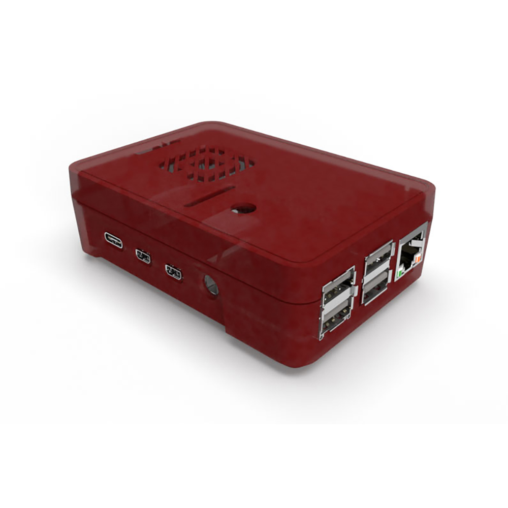 New Age Enclosures P2P-382613 Raspberry Pi 4 Enclosure Semi Translucent Red Polycarbonate