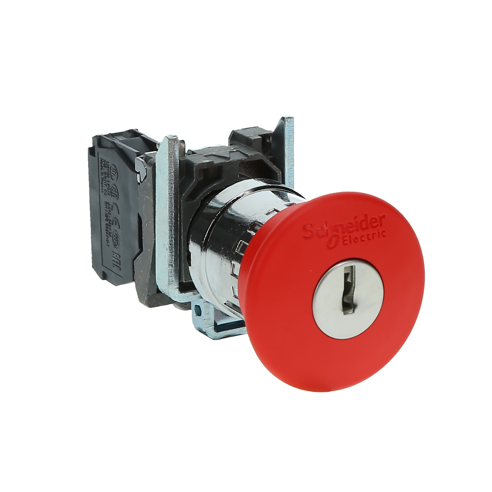 Schneider Electric XB4BS9442 Emergency Stop, Key Release, Red 40mm, 6A 120VAC, UL CSA, Harmony ...
