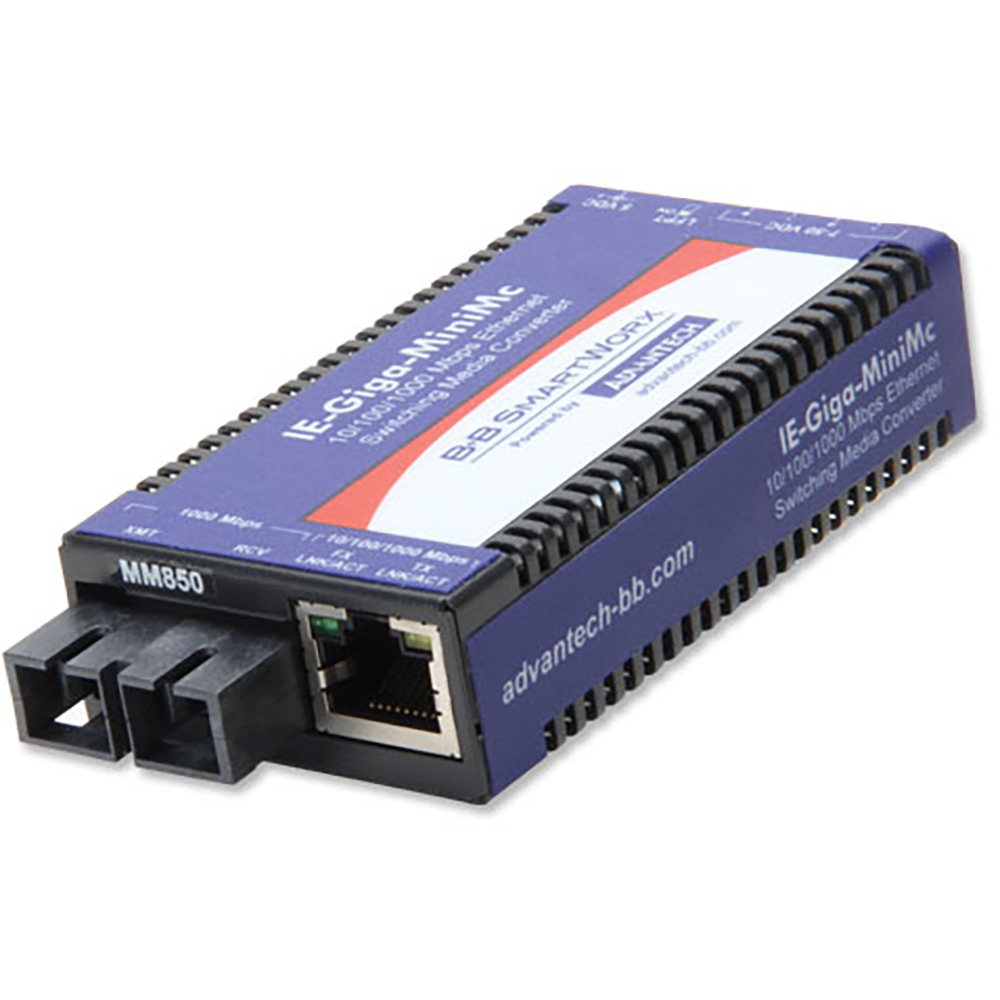 Advantech IMC-370I-SSR-PS Fiber Media Conversion, IE-Giga-MiniMc Series, TX/SSLX-SM1550-SC