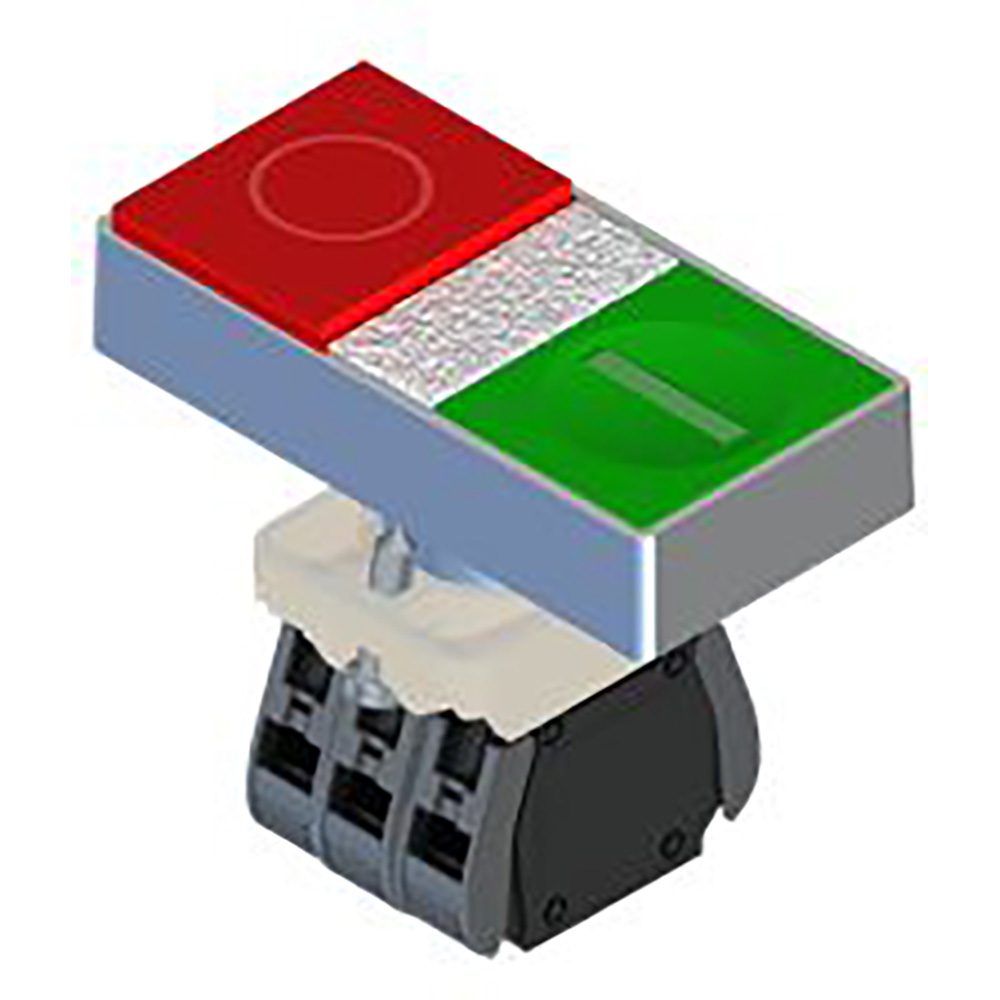 RS PRO 2398188 Red/Green LED Dual Push Button Switch, Momentary, 24VAC/VDC, 22.5mm Cutout
