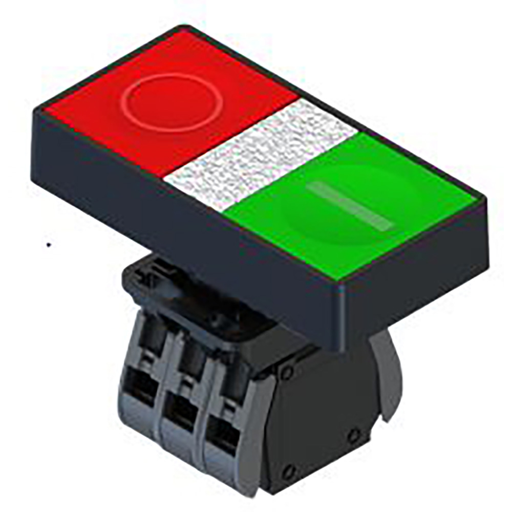 RS PRO 2398203 Red/Green LED Dual Push Button Switch, Momentary, 24VAC/VDC, 22.5mm Cutout