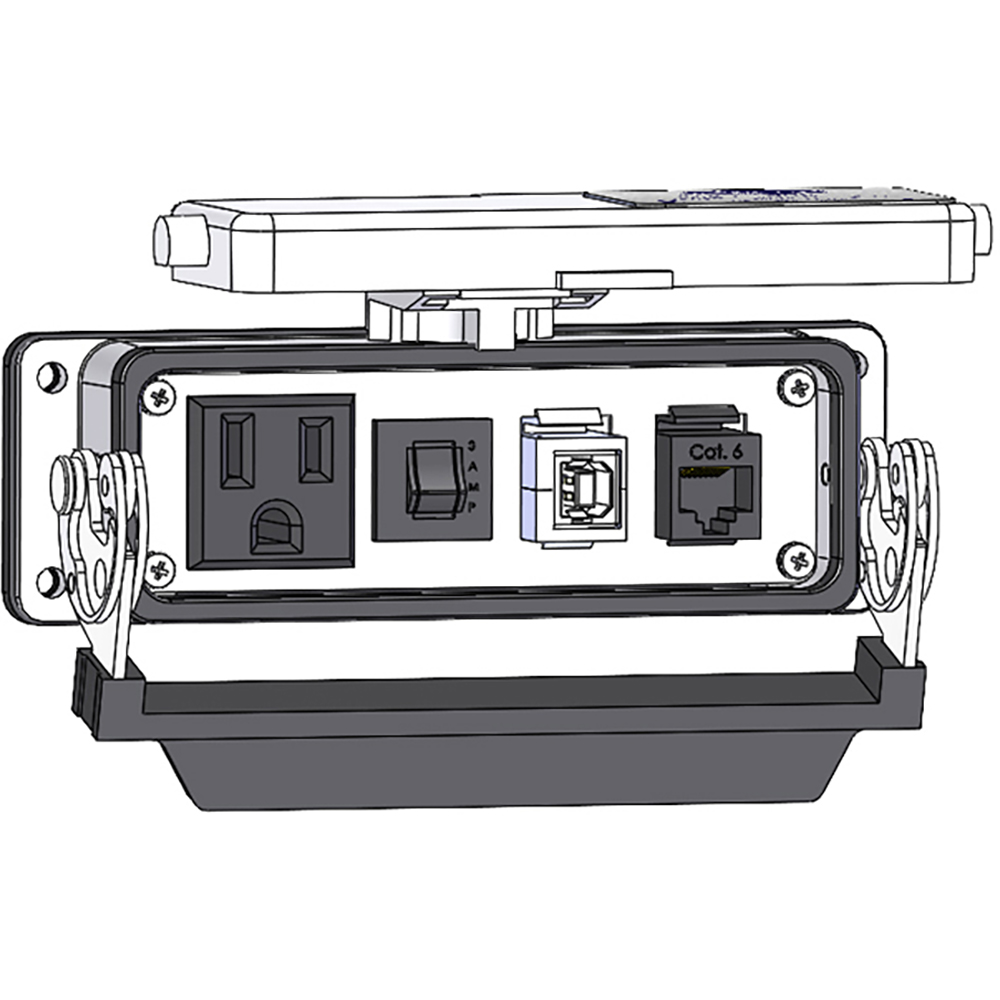 Mencom DP1-RJ45-USB-BFAF-R-24 Panel Interface connector, Simplex outlet, RJ45, form B USB to ...