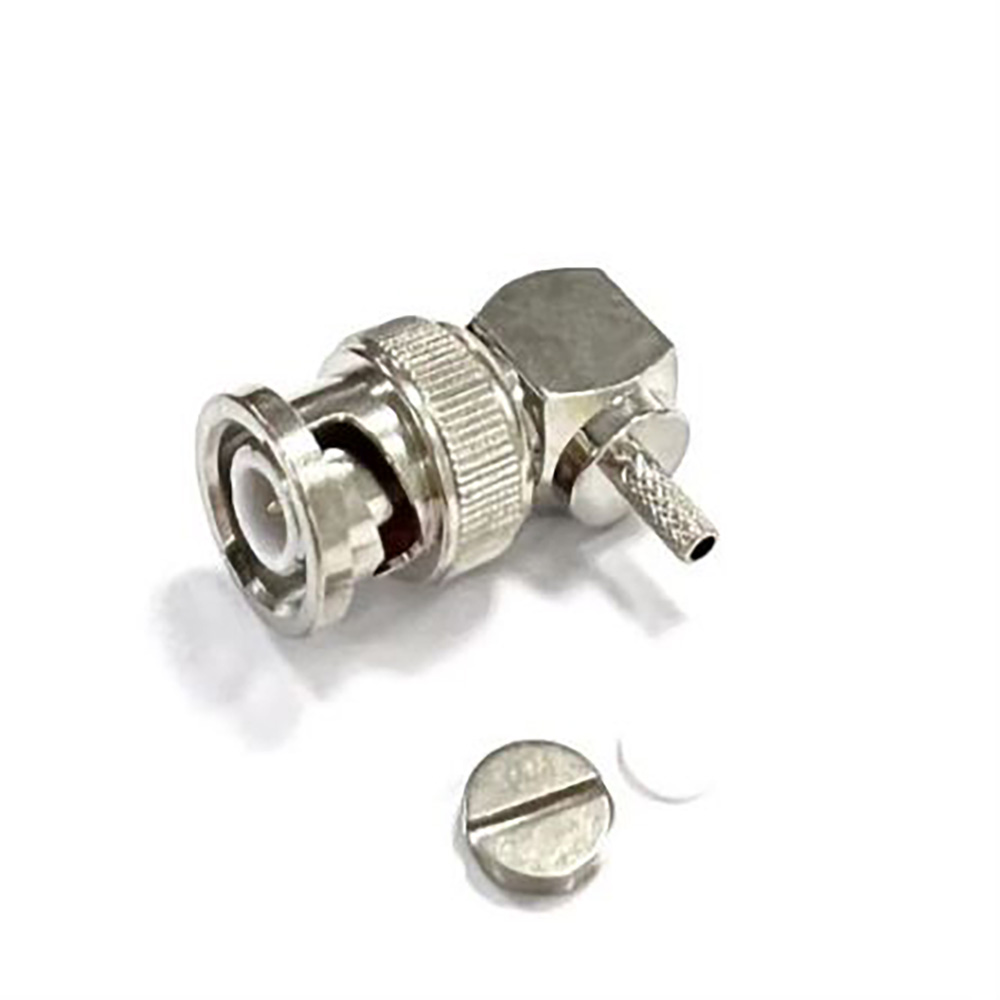 RS PRO 2469471 BNC Male Plug 50 Ohm 4 GHz Crimp Cable Mount Right Angle RF Connector RG174