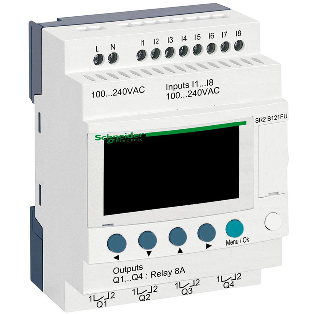 Schneider Electric SR2B121FU Compact Smart Relay/Programmable 12 I/O, 100-240VAC, LCD, Zelio ...