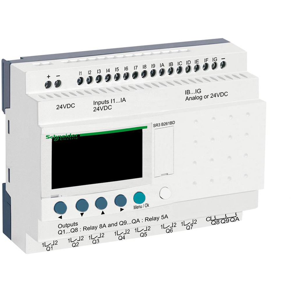 Schneider Electric SR2B121FU Compact Smart Relay/Programmable 12 I/O, 100-240VAC, LCD, Zelio ...