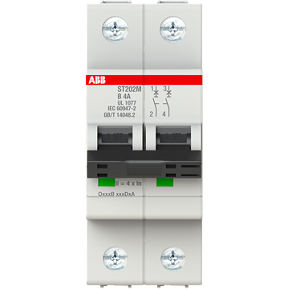 ABB ST202M-B16 Circuit Breaker,Miniature,DIN Rail Mount,B Curve,2 Pole,16A