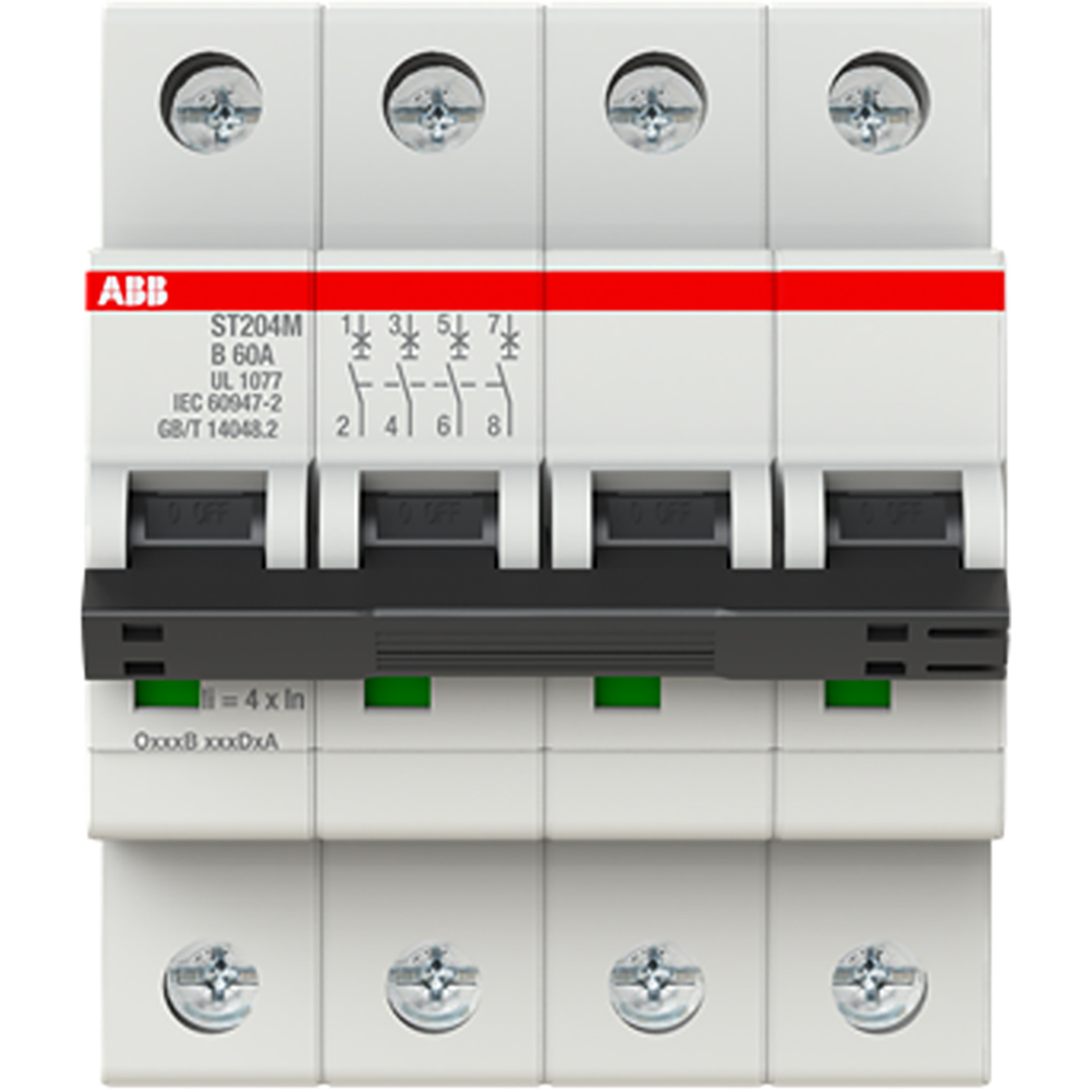 ABB ST203M-K50NA Circuit Breaker,Miniature,DIN Rail Mount,K Curve,3 Pole + N,50A