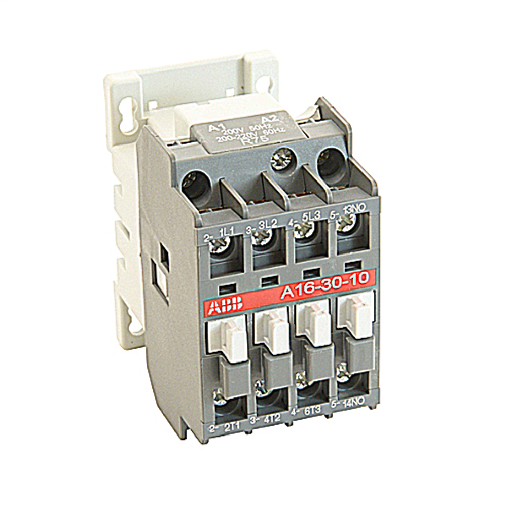 ABB A16-30-10-75 Contactor,NEMA,3 Pole,17A,200-220VAC@60Hz,200VAC@50Hz Coil,DIN Rail/Panel Mount
