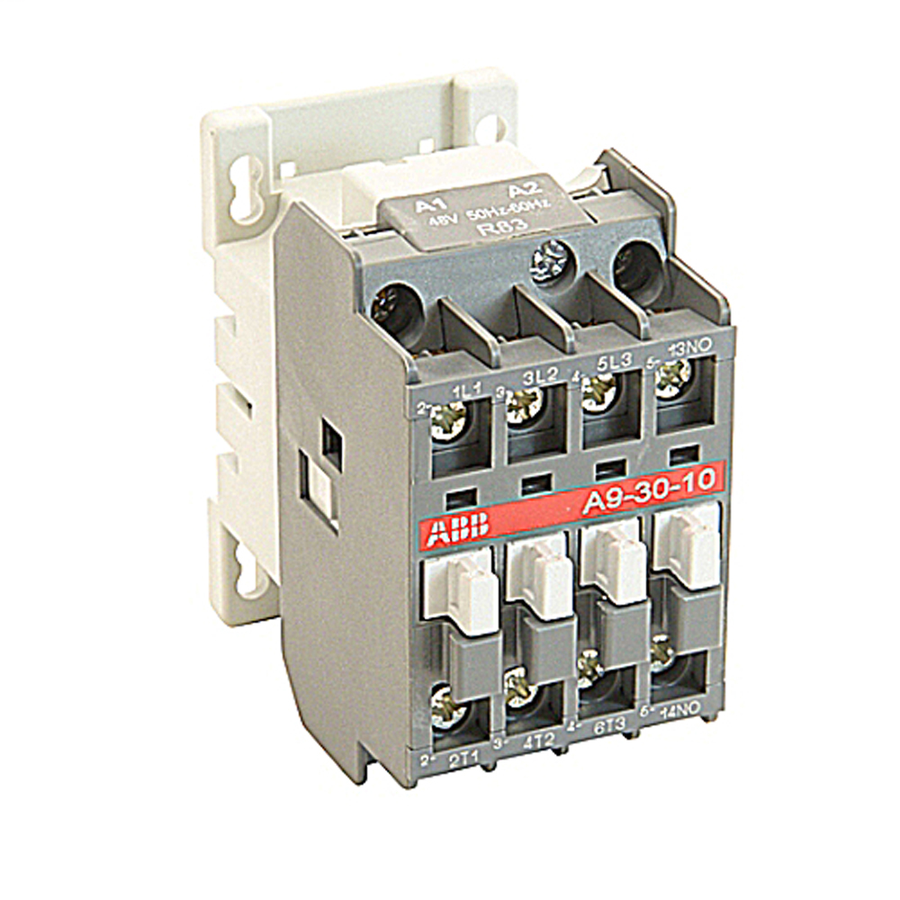 ABB A9-30-10-83 Contactor,NEMA,3 Pole,9A,48VAC@60Hz,48VAC@50Hz Coil,DIN Rail/Panel Mount