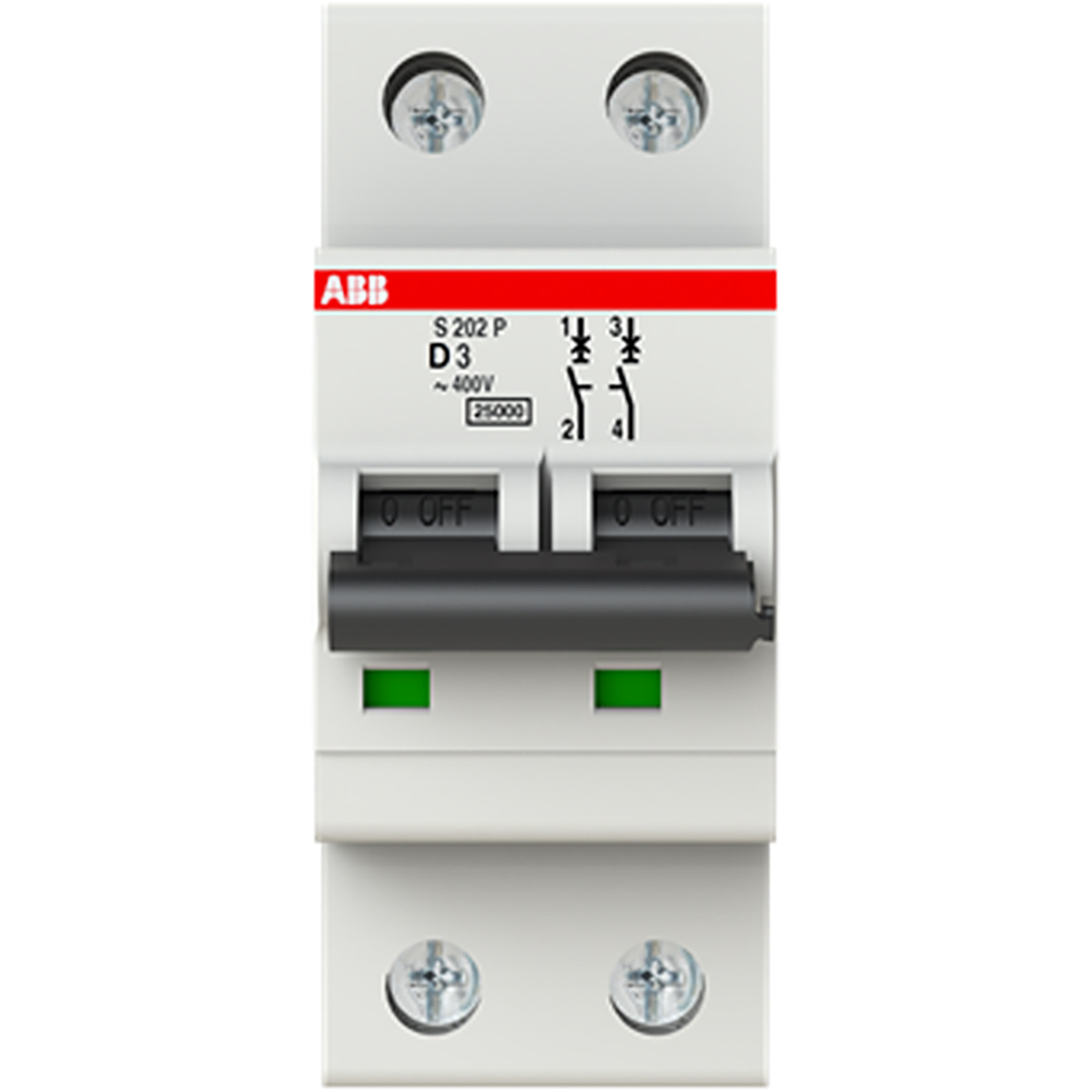 ABB S202P-D3 Circuit Breaker,S200P MINIATURE S MCB 2PD 3A 480Y/277 SUPP