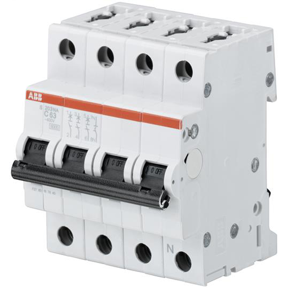 ABB S203-C10NA Circuit Breaker,S200 MINIATURE S MCB 3P+N C 10A 480Y/277 SUPP