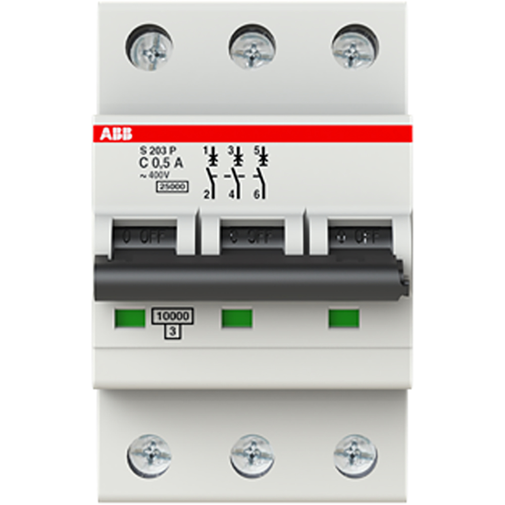 ABB S203P-C1 Circuit Breaker,S200P MINIATURE S MCB 3PC 10A 480Y/277 SUPP