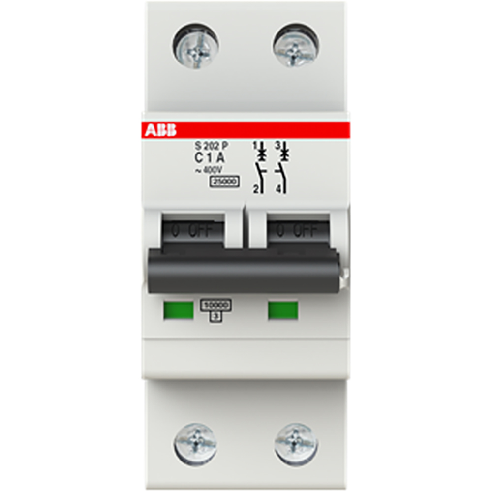 ABB S202P-C1 Circuit Breaker,S200P MINIATURE S MCB 2PC 1A 480Y/277 SUPP
