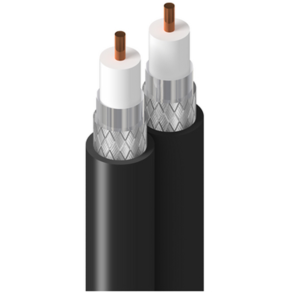 Belden 1841AC 010500 DBS Coax Cable, Dual RG6, 18Awg BCAC, Foil + Braid, PVC, Black