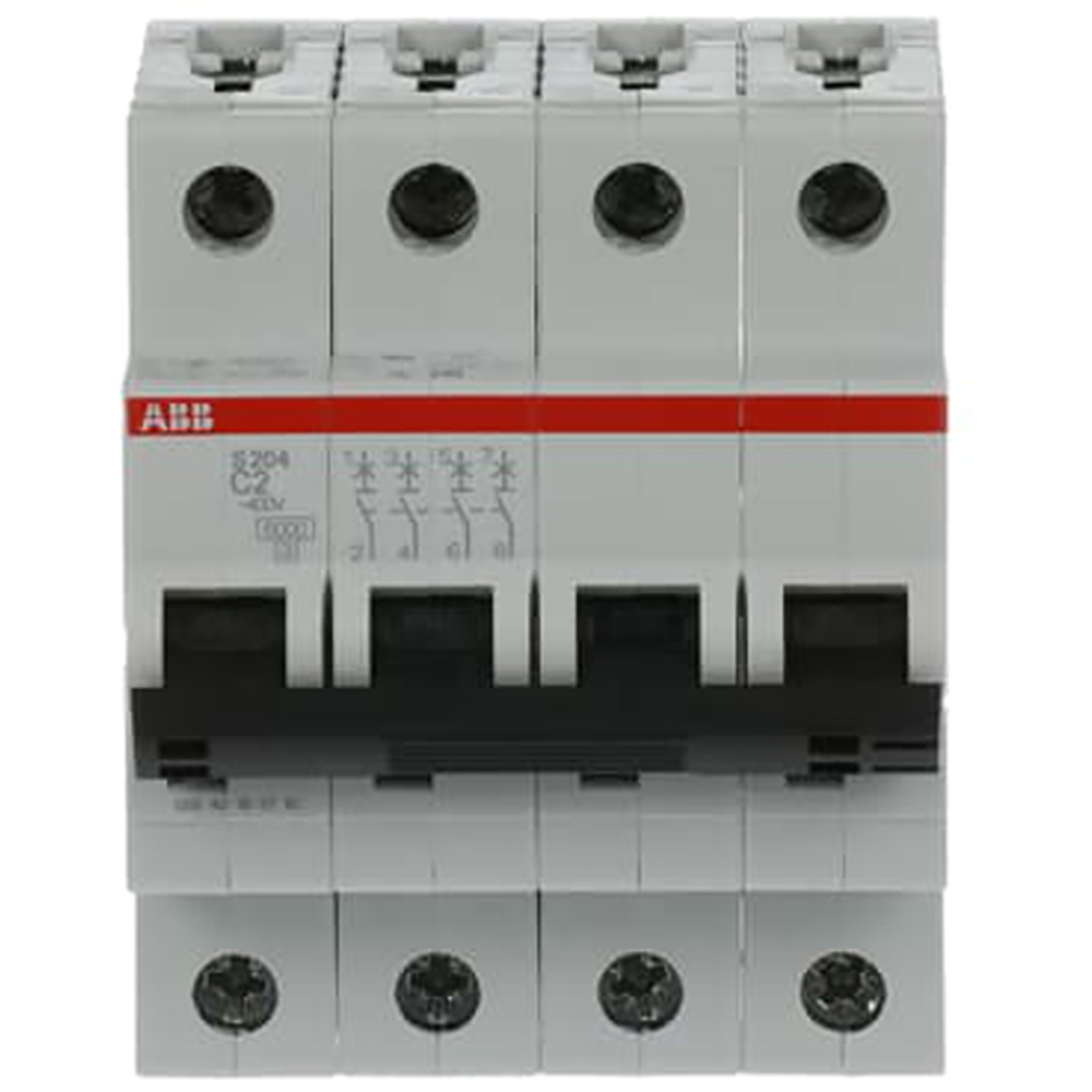ABB S204-C2 Miniature Circuit Breaker, 4P C 2A 480Y/277 SUPP