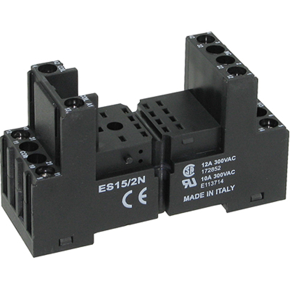 Custom Connector / RS PRO ES15/2N Relay Socket,8 Pin,DIN Rail Mount,300 V,10 (UL), 12 (CSA) A ...