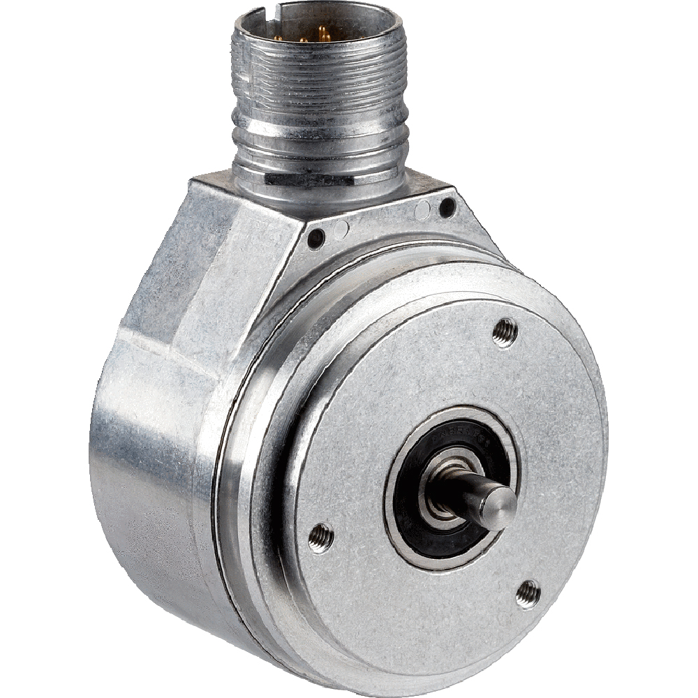 SICK AFS60E-S1AC004096 Absolute Encoder, 12Bit, Male Conn, Radial, Gray, Sol Shaft, Servo Flng, 6 mm